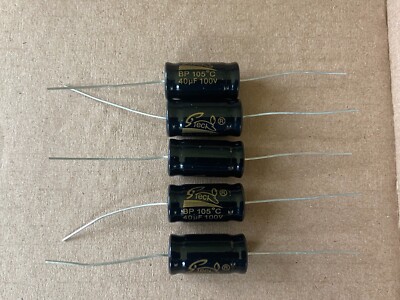 5pc Electrolytic Capacitor Axial BIPOLAR 2000hr 105℃ 40uF 100V 13x26mm ...