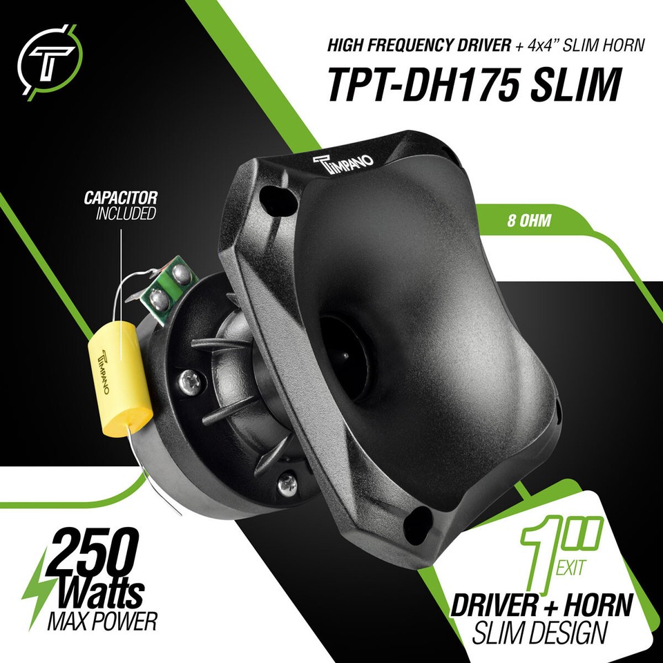 4x Timpano TPT-DH175 Slim 1" Ferrite Compression Driver 1in. Exit ...