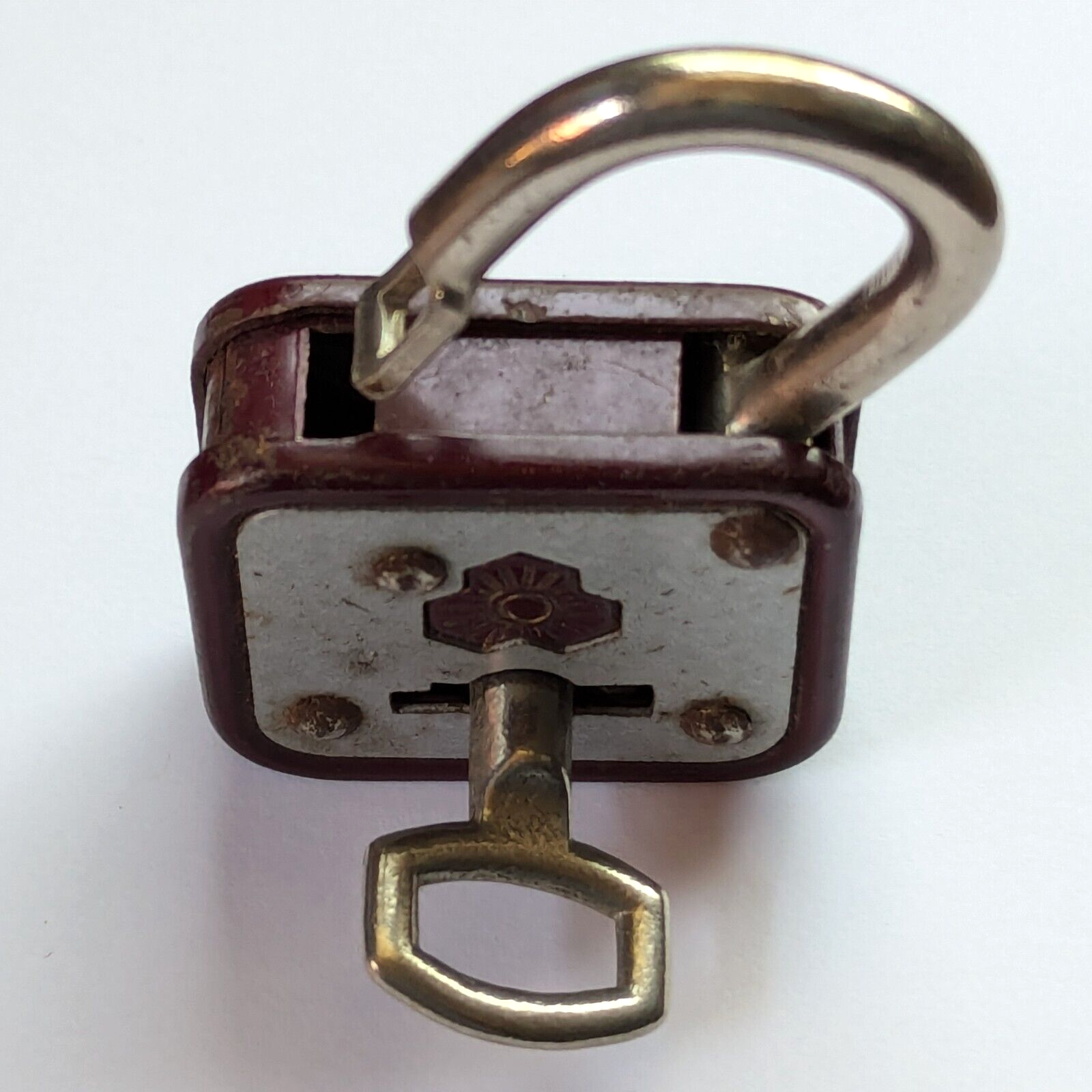 Antique Red Metal German? Padlock With Key - Free Shipping | eBay