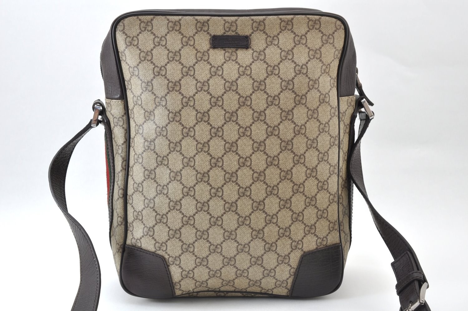 Authe GUCCI Web Sherry Line GG Shoulder Cross Body Bag PVC Leather ...
