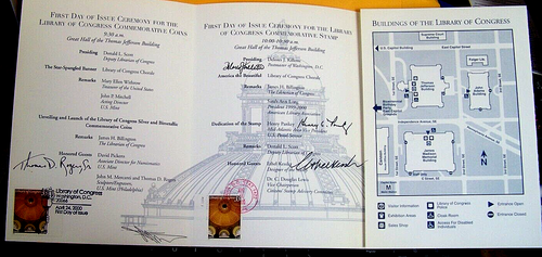 200 YR LIBRARY OF CONGRESS STAMP 1st DAY SIGNED CEREMONY PROGRAM APRIL ...