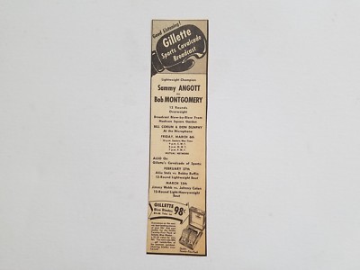 Sammy Angott & Bob Montgomery 1942 Gillette Boxing Ad | eBay