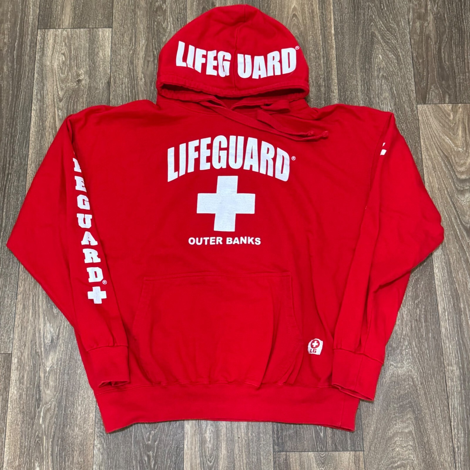 LifeGuard Hoodie Mens XXL Red Pullover Outer Banks Beach Emergency ...