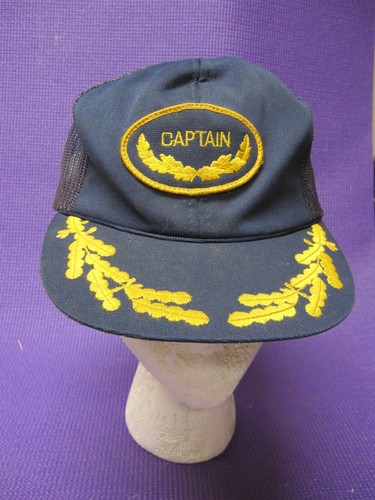 VINTAGE CAPTAINS CAP SAILBOAT, YACHT, BOAT, TRUCKER -NAVY BLUE | eBay