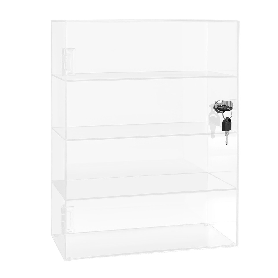 Clear Acrylic Display Case Countertop Cabinet Box 4 Shelves Showcase ...