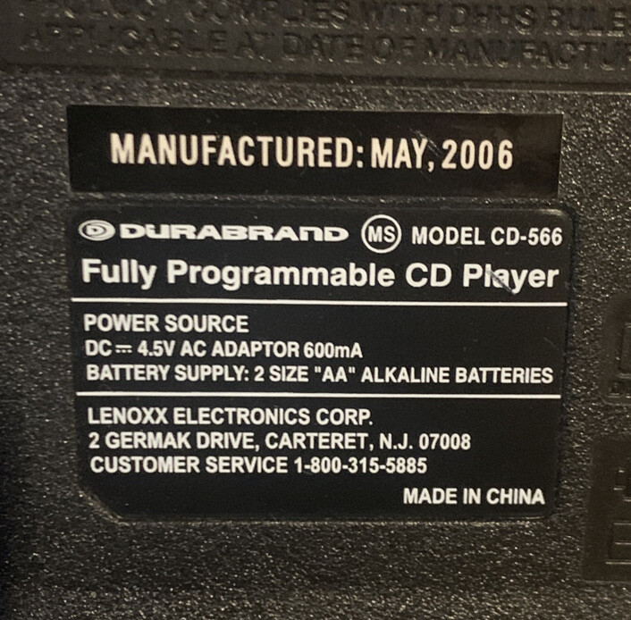 Durabrand Model CD-566 Portable CD Player With Headphones TESTED | eBay