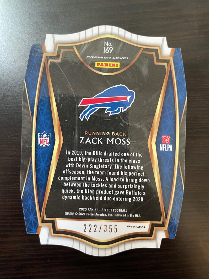 2020 Panini Select Zac Moss Premier Level Die Cut Copper Prizm RC SP ...