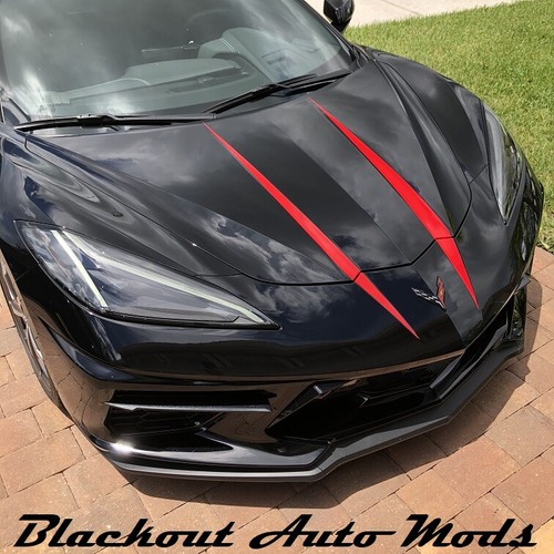 2020-2024 C8 Corvette Hood Spears Vinyl Graphics Decals - RED | eBay