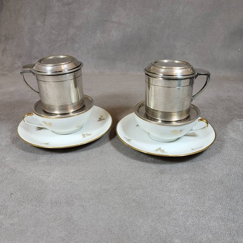 RARE Art Deco Set of 2 Vintage Silver Metal Coffee Filters Made in ...