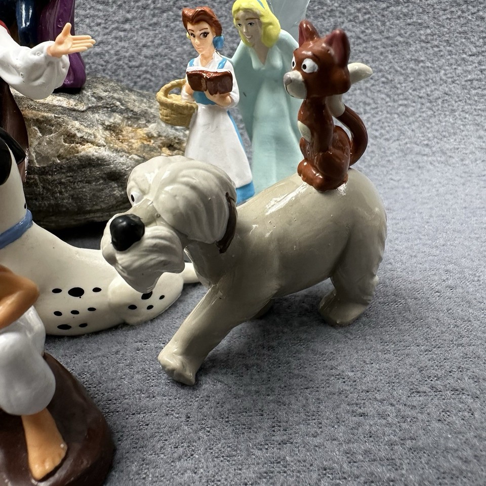 Disney Figures Pictured Lot Of 15 Figures, Blue Fairy, Beast, Dopey ...