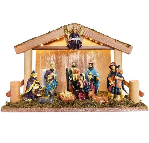 Lighted Nativity Scene Indoor, Christmas Manger Nativity Set with ...