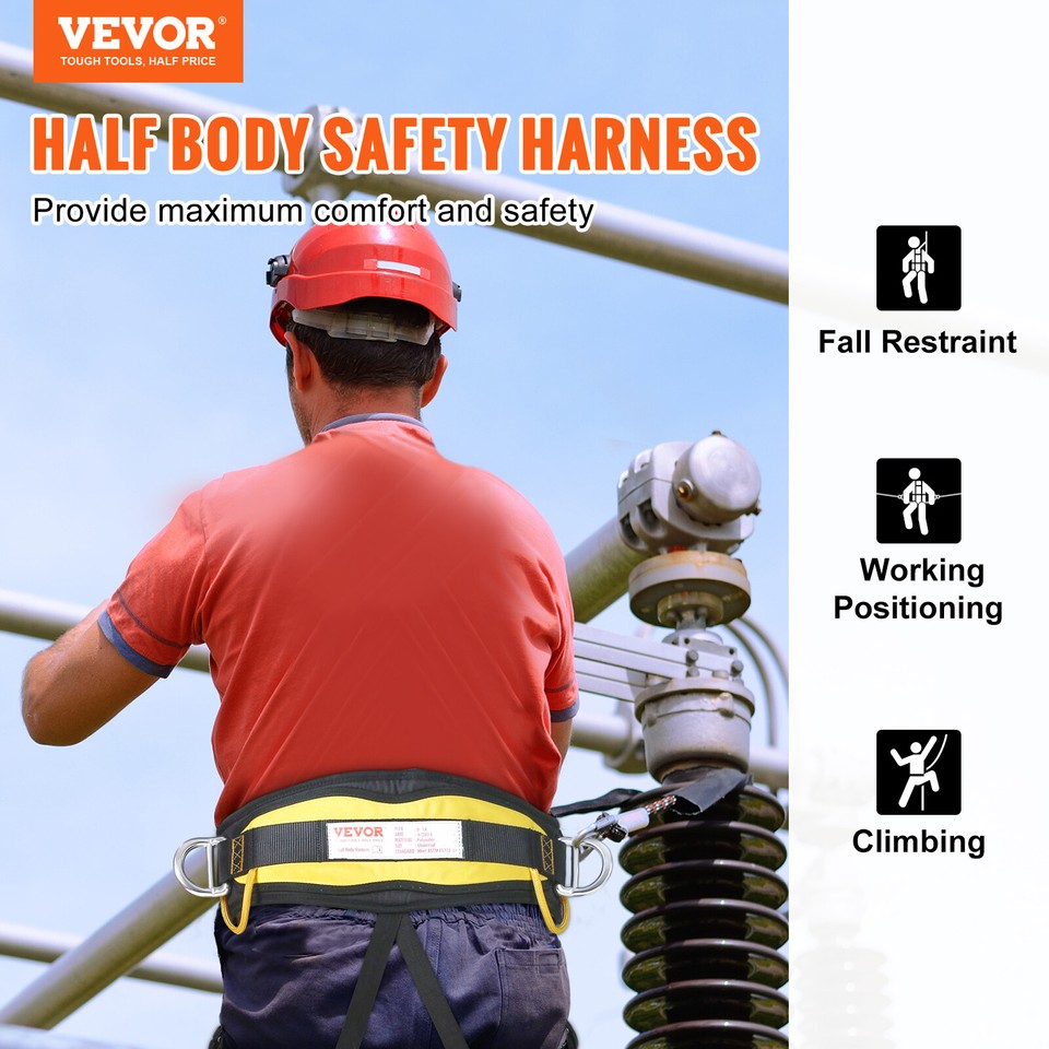 VEVOR Half Body Safety Harness Tree Climbing Harness Padding on Waist ...