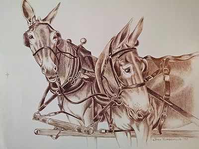 Work Mule Print by Jack Turbyville Red Mules | eBay