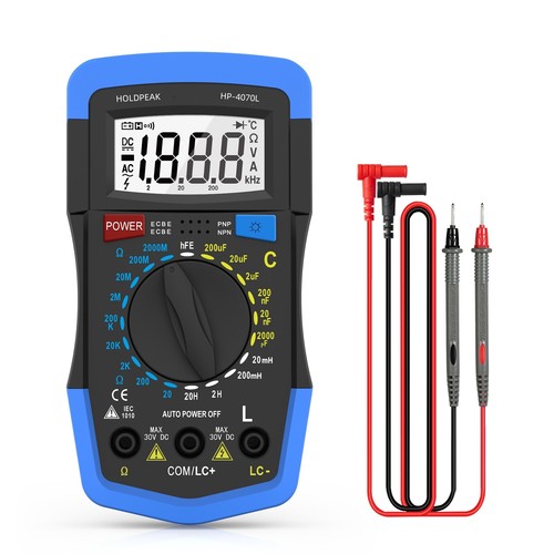 Digital Multimeter 2000pF~200uF Capacitance Inductance hFE Tester Ohm ...