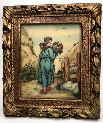 Artini Sculptured Engraving Art 4 Dimensional Countryside Woman Gold ...