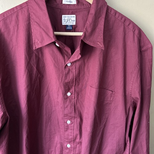 J Crew Mens Classic Button Up Maroon Shirt Size XL secret wash Shirting ...