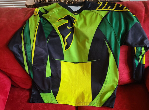 Thor mens phase jersey green yellow black large motocross 2000s | eBay