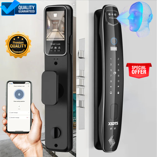 3D Face Smart Door Lock Security Camera Monitor Intelligent Fingerprint ...