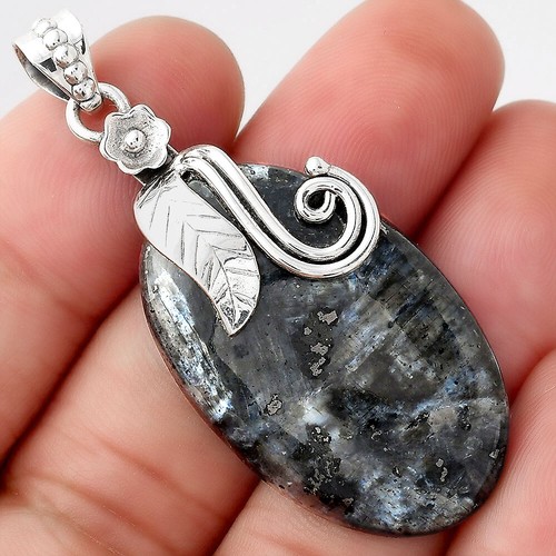 Larvikite Stone - Black Moonstone 925 Sterling Silver Pendant Jewelry P ...