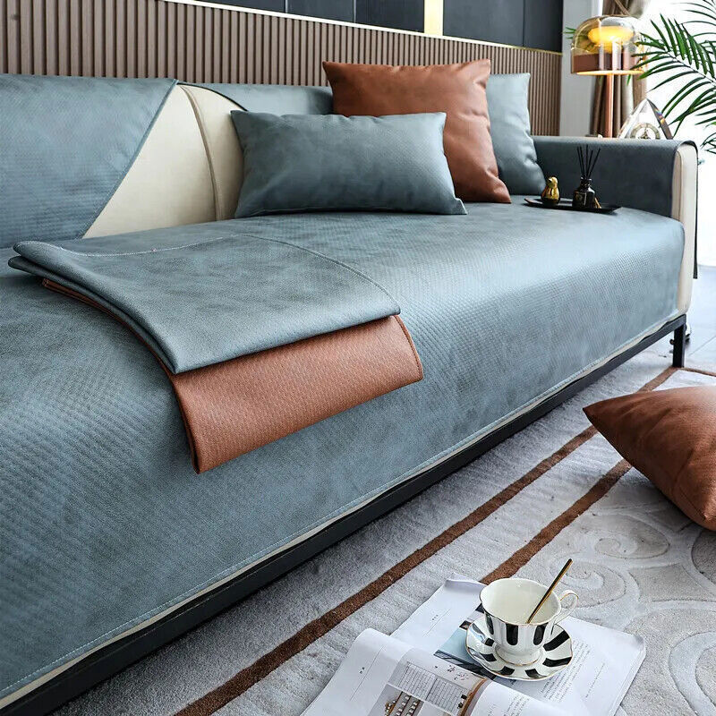 Faux Leather Cloth Sofa Cover Non-Slip Couch Covers for Living Room ...