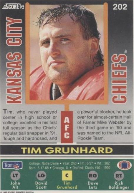 1992 Score Tim Grunhard #202 for sale | eBay