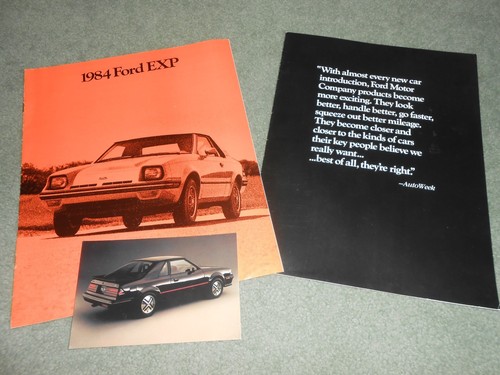1984 FORD EXP CATALOG + '84 POSTCARD and FULL-LINE SPORT MODELS ...