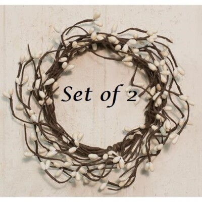 NEW PRIMITIVE Berry Candle Rings IVORY 2PCS Rustic 3.5" Country ...