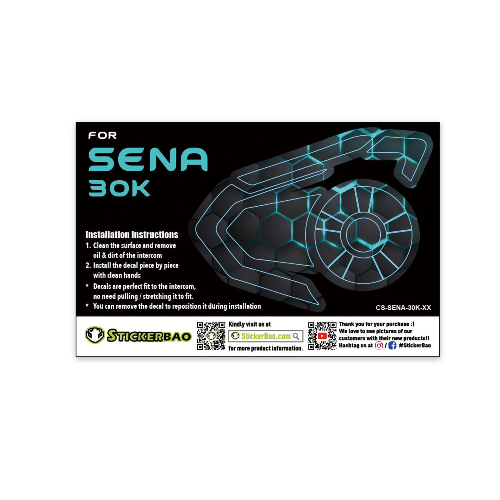 For SENA 30K Removable Skin Cover Sticker Protection Hexagon | eBay