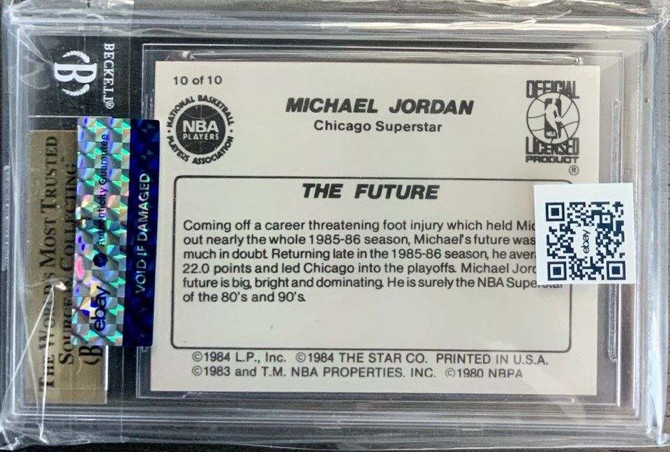 1986 STAR MICHAEL JORDAN #10 RC ROOKIE HOF THE FUTURE BGS 9.5 GEM MINT ...
