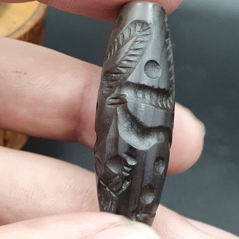 Indo tibetan carving agate eye stone bead amulet hunting prey #10215 | eBay