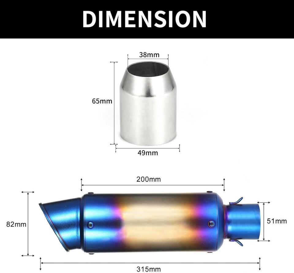 38-51mm Universal Motorcycle Exhaust Pipe Motorcycle Exhaust Muffler ...