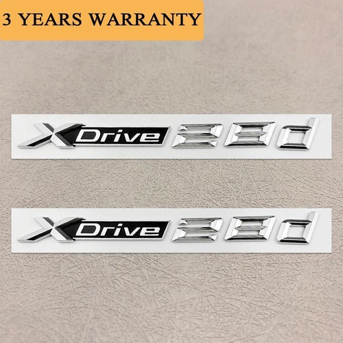 2pcs Chrome Silver XDrive28d Xdrive 28d Fender Rear Trunk Emblem Badge ...