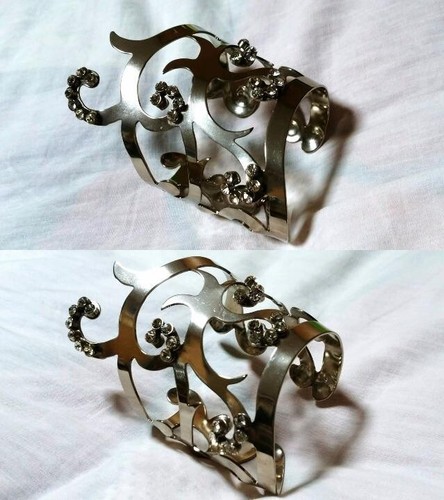 Rare Versace Stone Gothic Silver Tone Plated Metal Bangle Bracelet | eBay