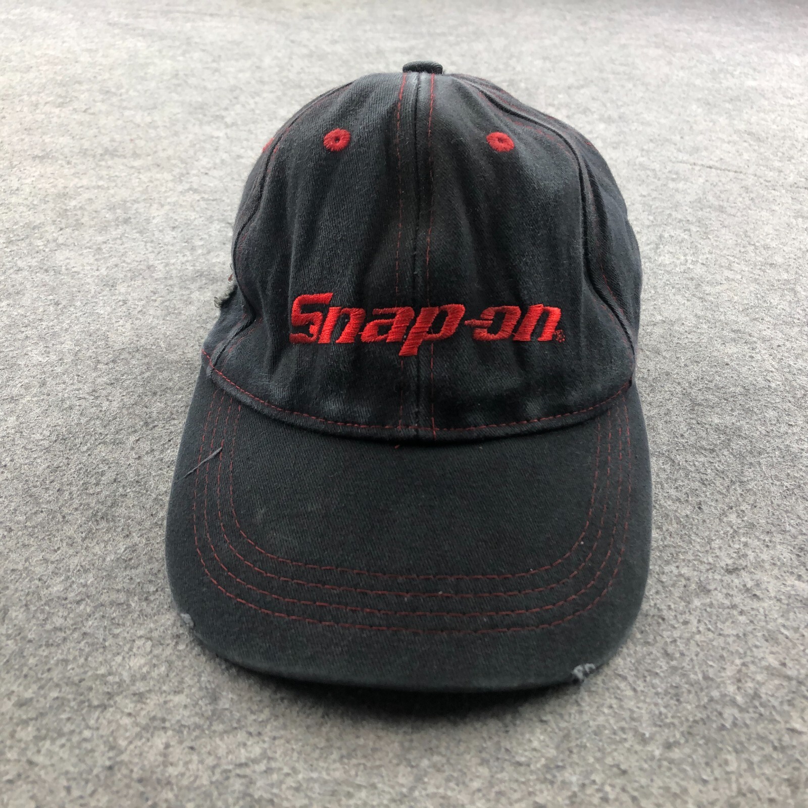 Snap On Hat Mens Adjustable Black Red Embroidered Spell Out Workwear ...