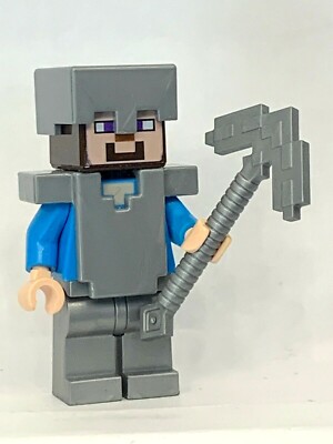 Lego Steve Armor (Flat Silver) mini figure Minecraft set-21137 ...