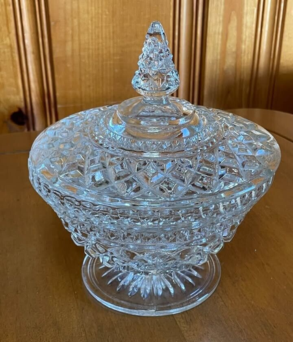 Vintage Wexford Anchor Hocking Crystal Covered Candy Dish with Diamond ...