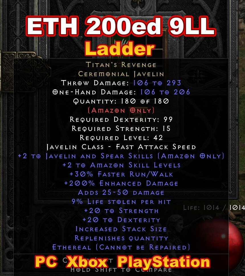 Titan's Revenge Ethereal 🔥 Ladder 200/9 Diablo 2 Resurrected D2r SC PC ...
