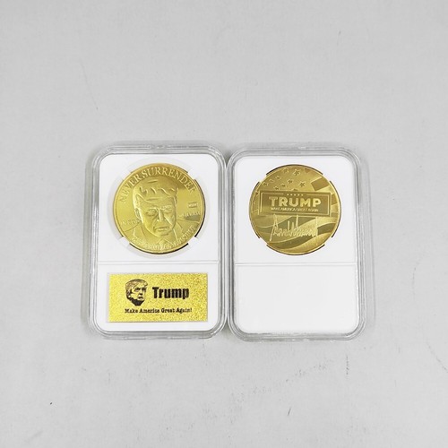 Donald Trump 2024 "NEVER SURRENDER" Coin Gold Coin In Case ...