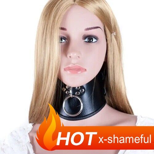PU Leather Binding Posture Neck Collar With Pull Ring Collar Rings Belt ...