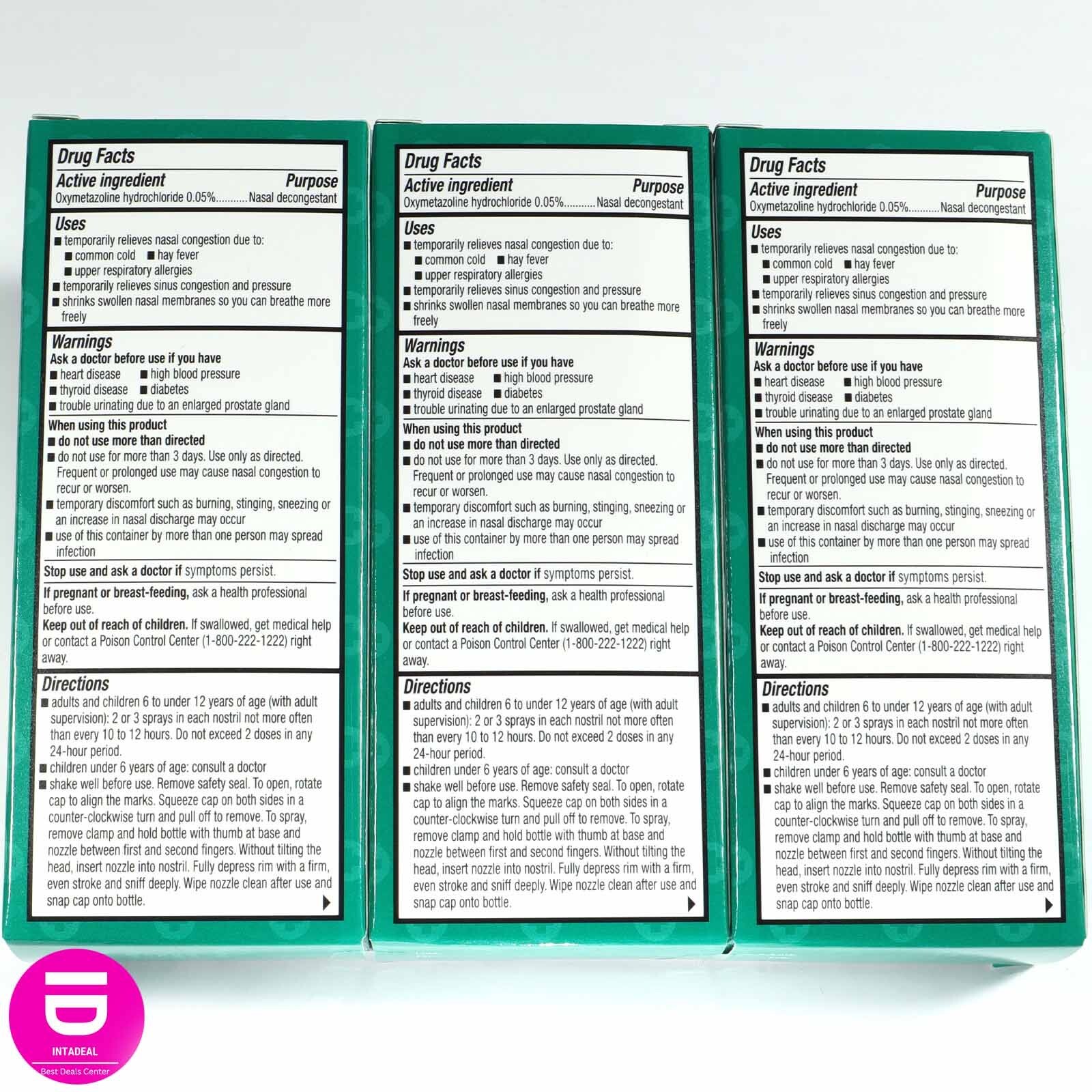 Nasal Spray Decongestant Pump Mist Spray Menthol 12 Hour Relief 0.5 oz ...