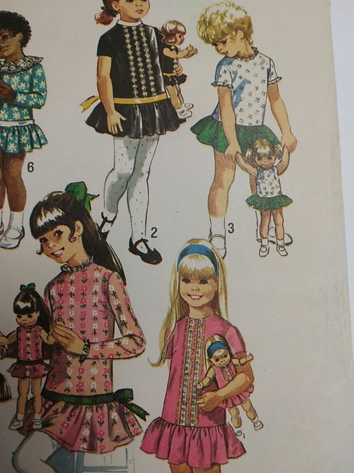 Dress Drop Waist 18" Doll Girls 5 Simplicity 9131 Sewing Pattern VTG ...