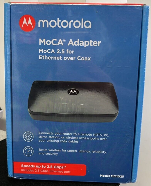 Motorola MM1025 MoCA 2.5 Adapter with 2.5 Gbps Ethernet - Black for ...