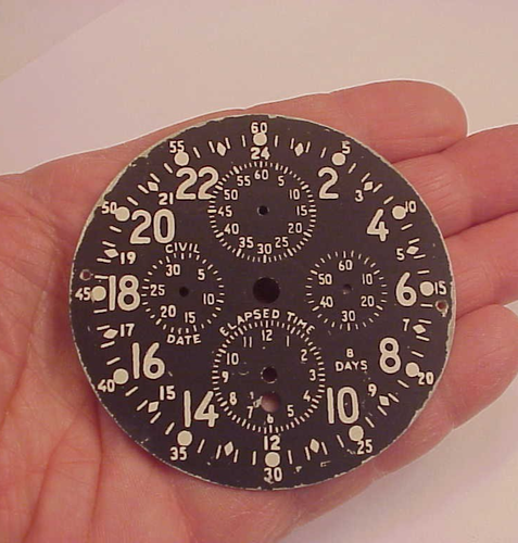 WW2 US Air Force Hamilton Elgin 37500 Elapsed Clock Dial 40s Black ...