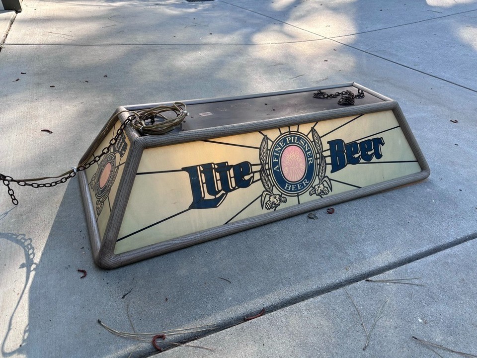 Miller Lite Beer Pool Table Light Fixture 48”x21” | eBay