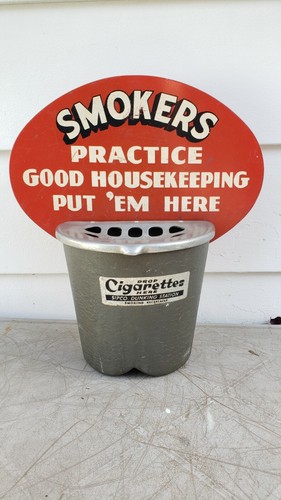 VTG sipco ashtray SMOKERS GOOD HOUSEKEEPING PUT 'EM HERE SIGN | eBay