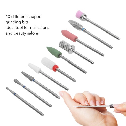 10pcs Nails Drill Bits With Storage Case Stainless Steel Ceramic Nail ...