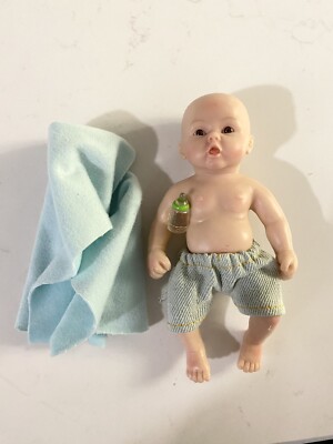 6" CUTE Mini Baby Boy Jiggly Full Body Solid Silicone Mini Doll Small ...