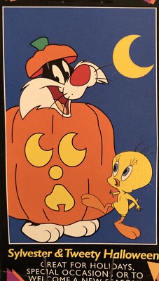 LOONEY TUNES TWEETY SYLVESTER FALL PUMPKIN HALLOWEEN APPLIQUE LARGE ...