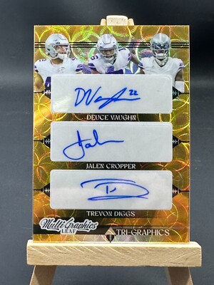 TREVON DIGGS DEUCE VAUGHN JALEN CROPPER 2023 LEAF Gold #1/1 AUTO ...