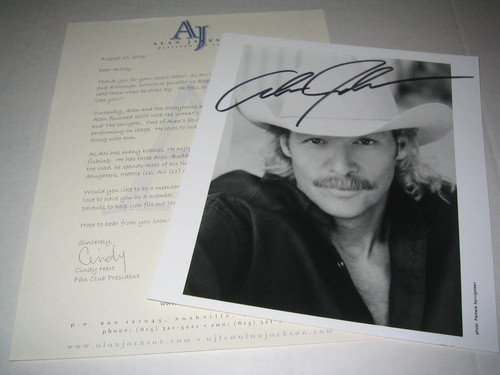 ALAN JACKSON AUTOGRAPHED SIGNED 8 X 9 PHOTO FAN CLUB LETTER PSA COA ...